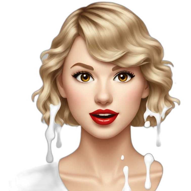 taylor-swift-selfie-milk-on-face-dripping emoji | AI Emoji Generator