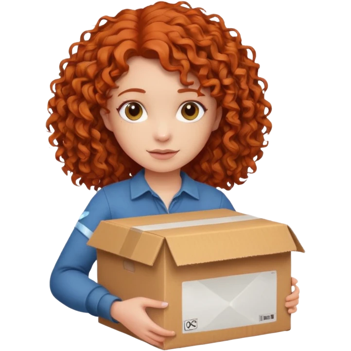box carrier curly red haired girl emoji | AI Emoji Generator