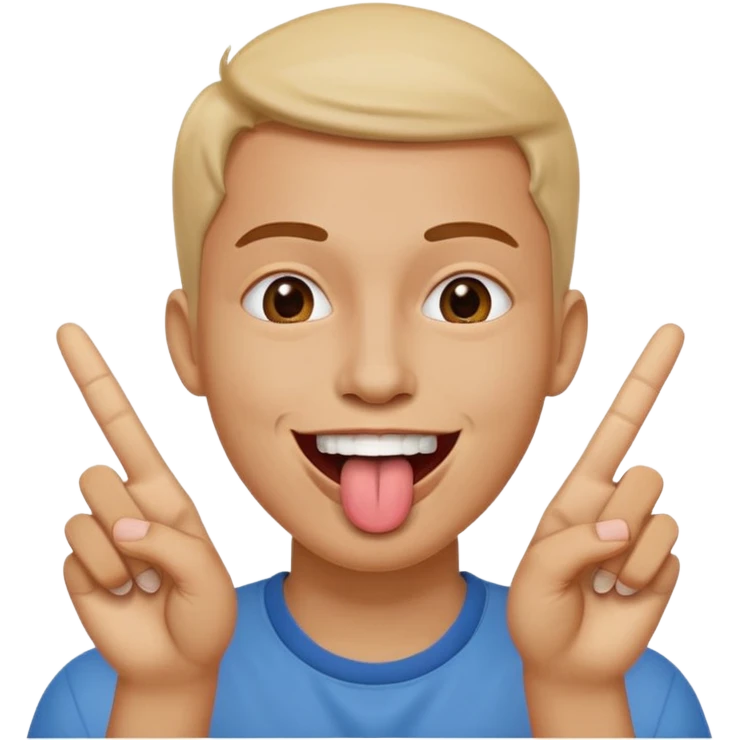 Peace sign with hands in front of mouth with tongue sticking out emoji ...
