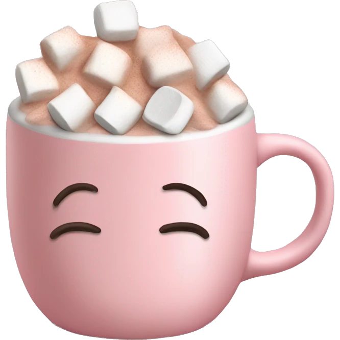 Light Pink mug of hot chocolate with marshmallows emoji | AI Emoji ...