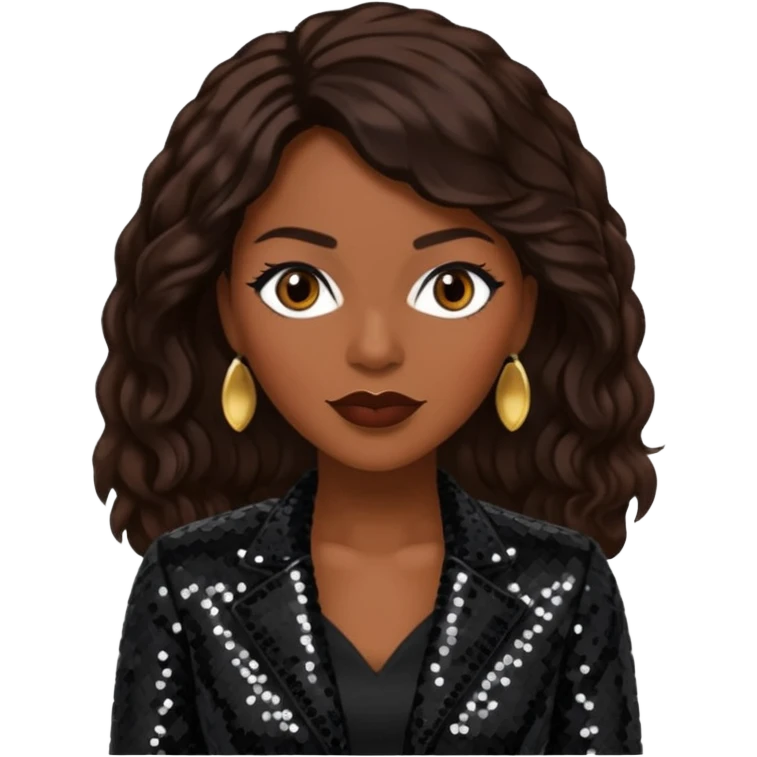 Maxine Jones from En Vogue with long dark brown hair, black sequin ...