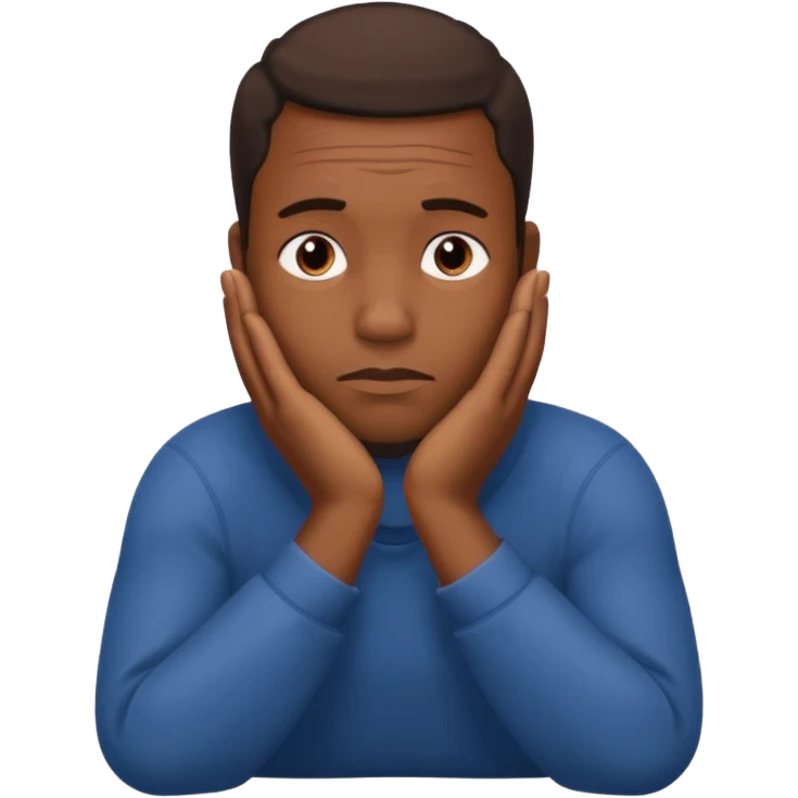 black man with face resting on hands showing boredom emoji | AI Emoji ...