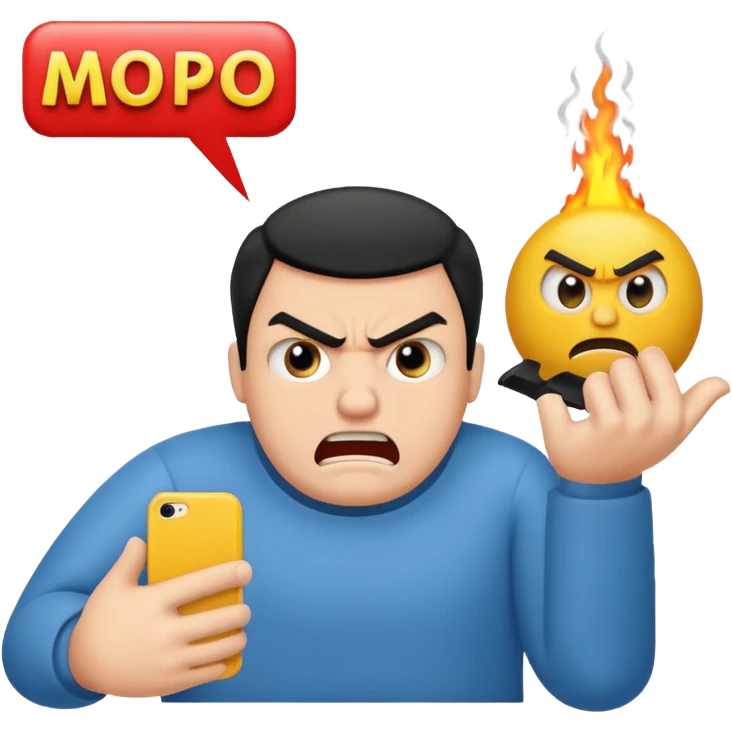 Big text "mopo" above and an angry man. Make sure the text is bigger ...