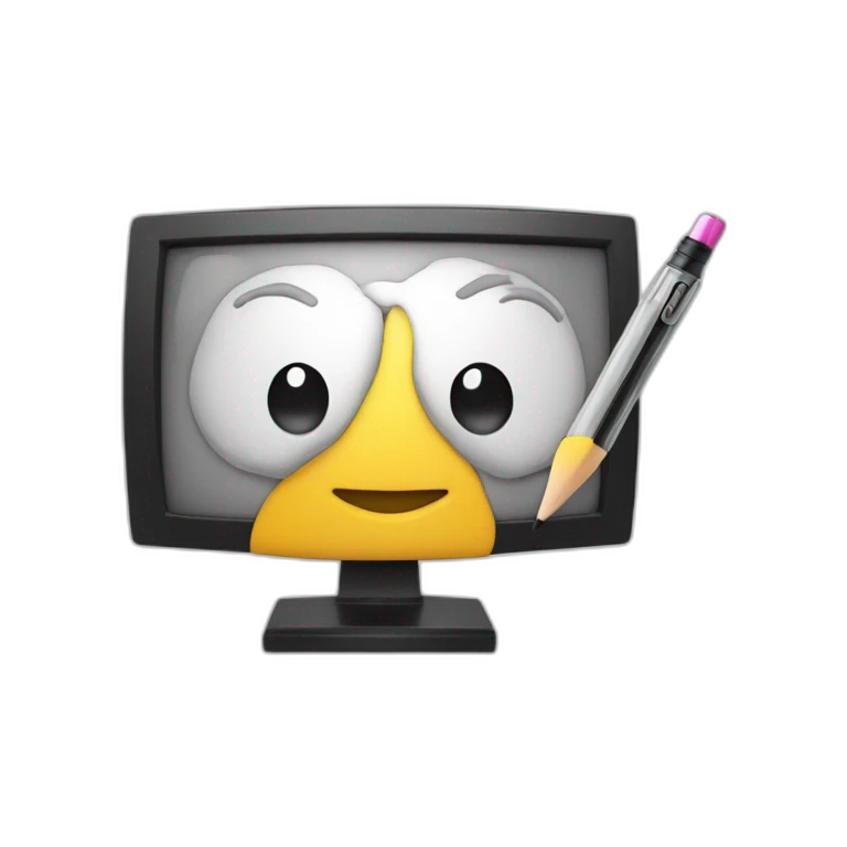 Generate a emoji of a mechanical engineering using a pencil on a screen ...