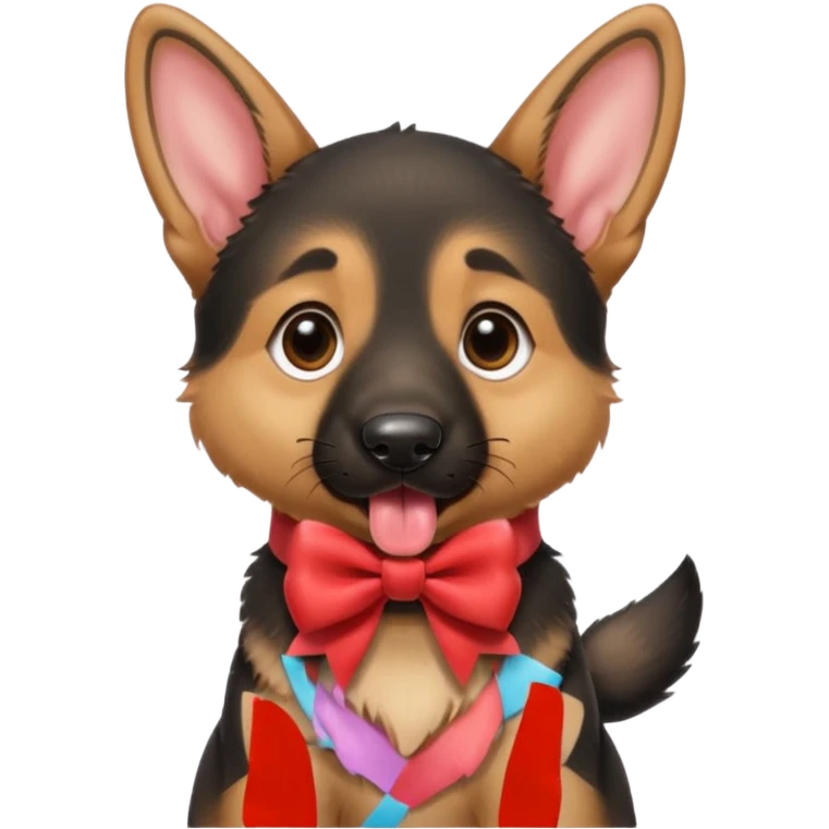 German shepherd puppy with the tonge out, with a bow in the neck, like ...