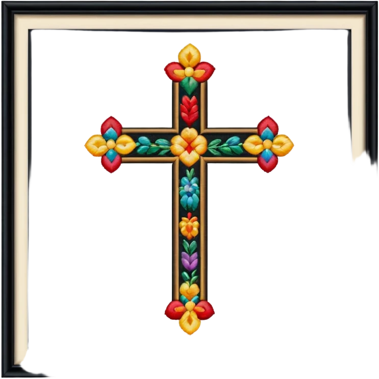 Framed cross-stitch emoji | AI Emoji Generator