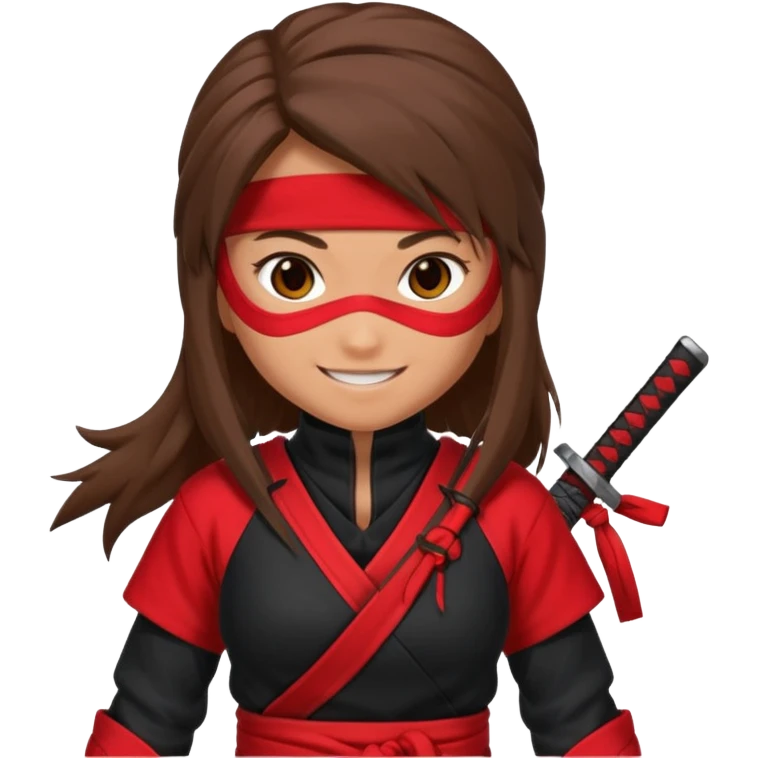 i need girl ninja smile with long brown hair emoji | AI Emoji Generator