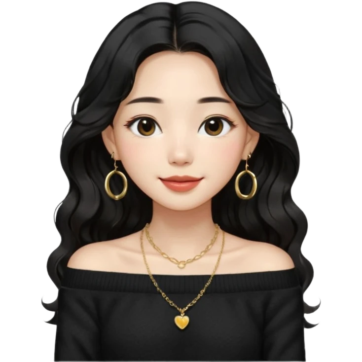 A South Korean girl with long, dark black wavy hair with middle part ...