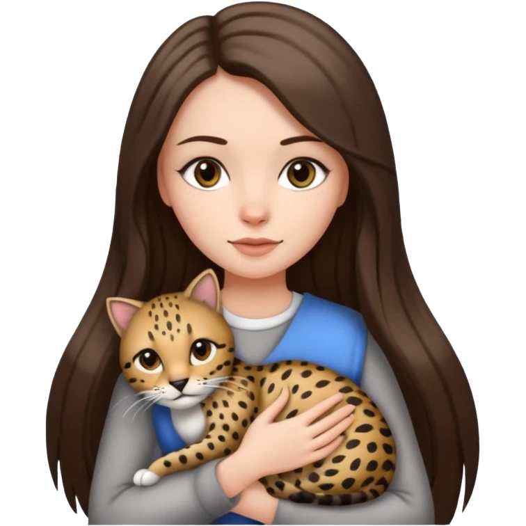 a white girl with brunette long straight hair holding a grey cat. the ...
