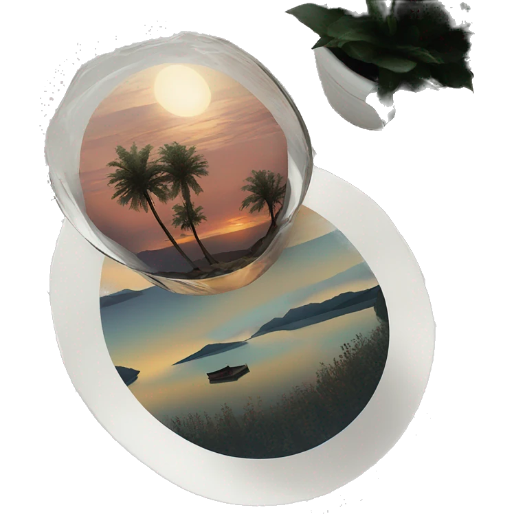 quiet sunset over tranquil lake emoji | AI Emoji Generator