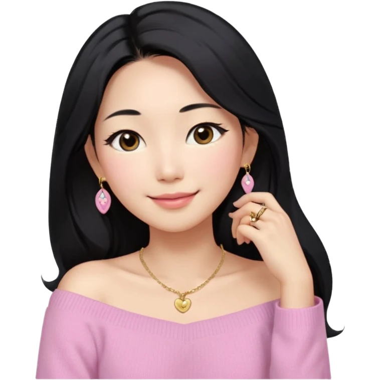 South Korean girl in her mid-thirties with long black hair and a middle ...