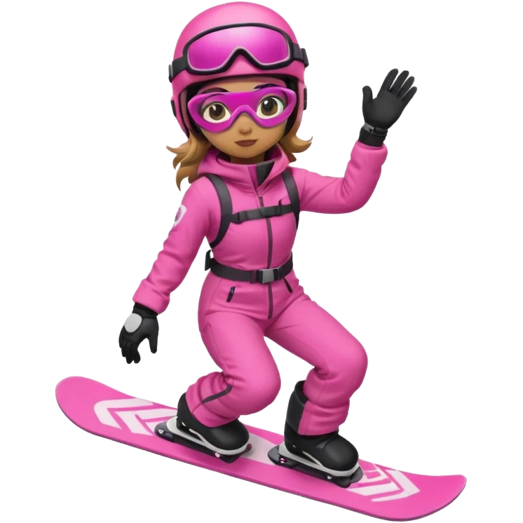 A snowboarder girl in a pink kosume full body emoji | AI Emoji Generator