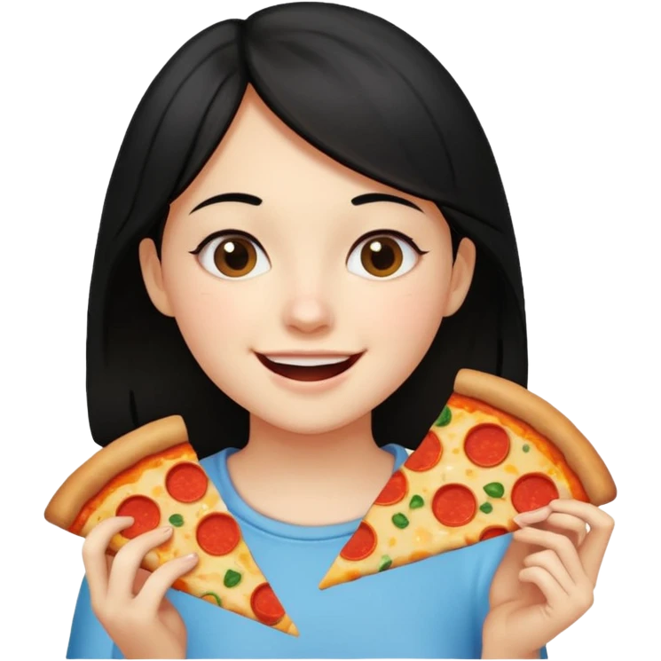 eating food well baby with happy face black hair young girl emoji | AI ...