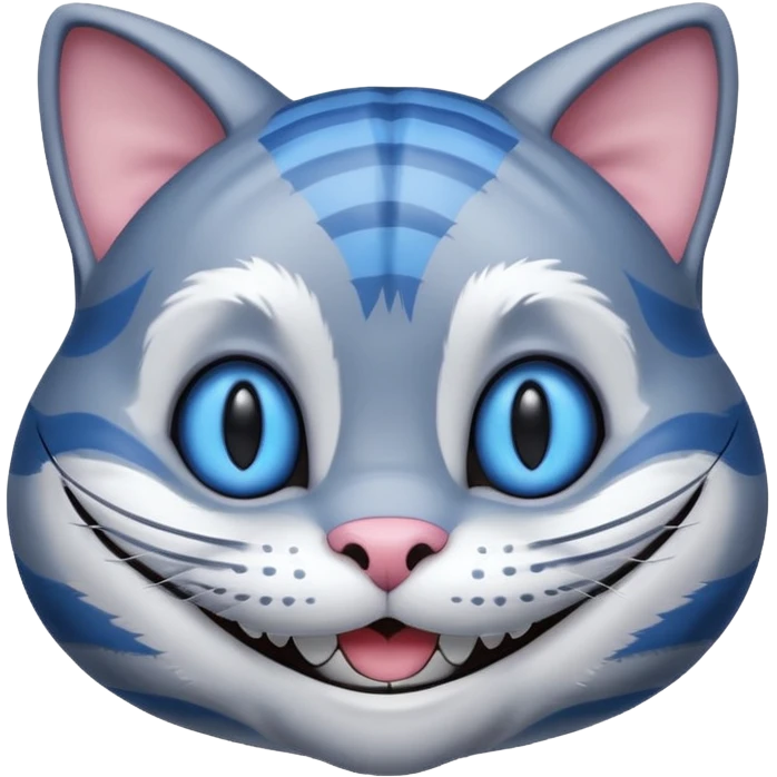 Chat de cheshire gris a rayure bleu emoji | AI Emoji Generator