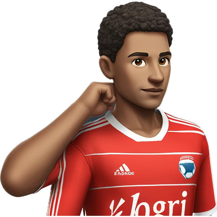 red shirt on soccer pitch emoji | AI Emoji Generator