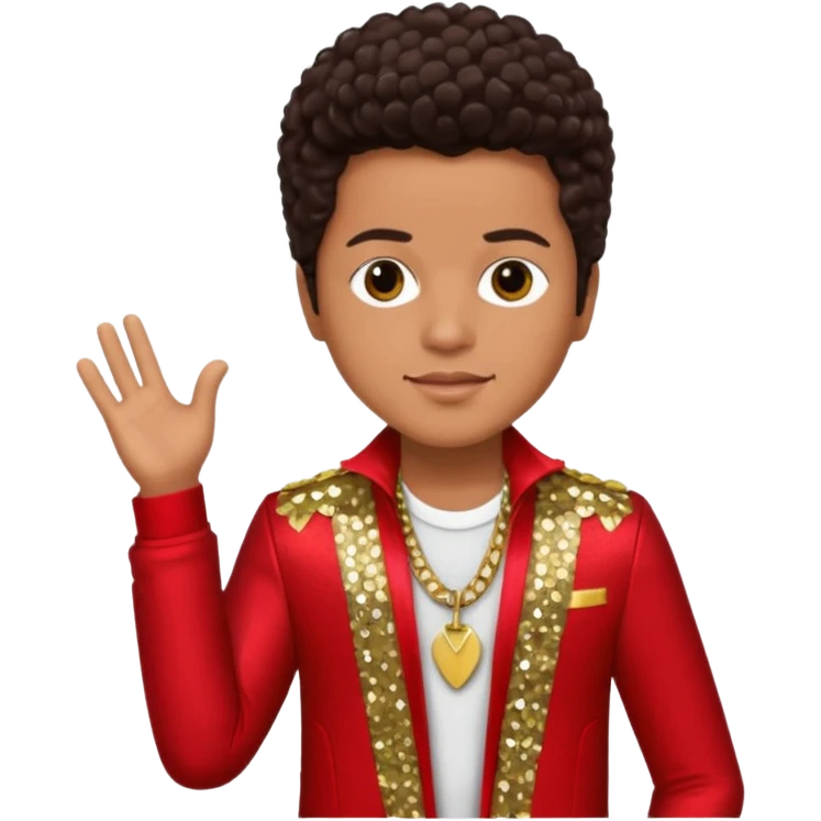 Bruno Mars with dark brown hair, red sequin outfit emoji | AI Emoji ...