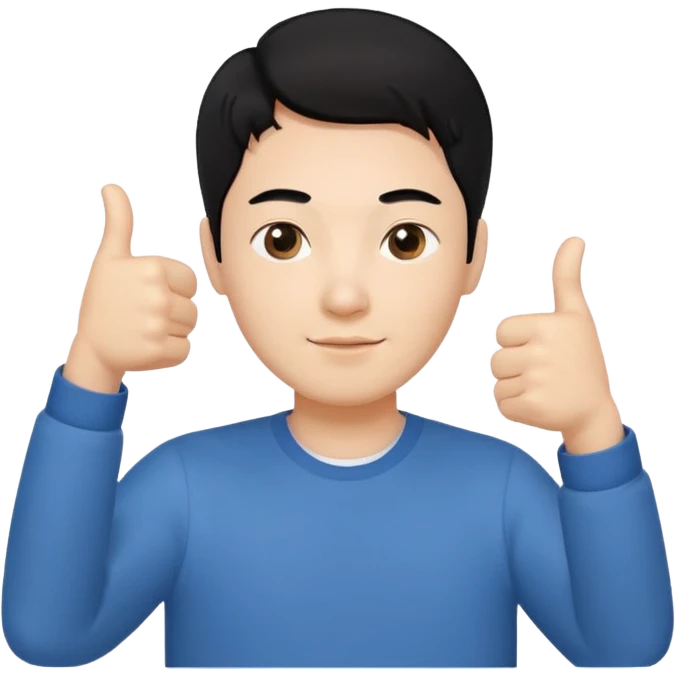 3D avatar of a Korean male frontend developer, clean 5:5 middle part ...