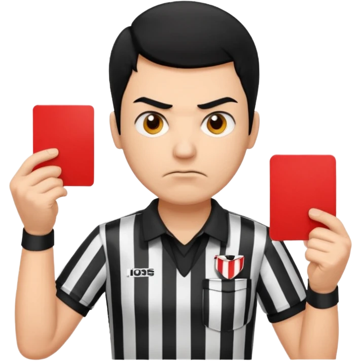 Referee with red card black hair and angry face emoji | AI Emoji Generator