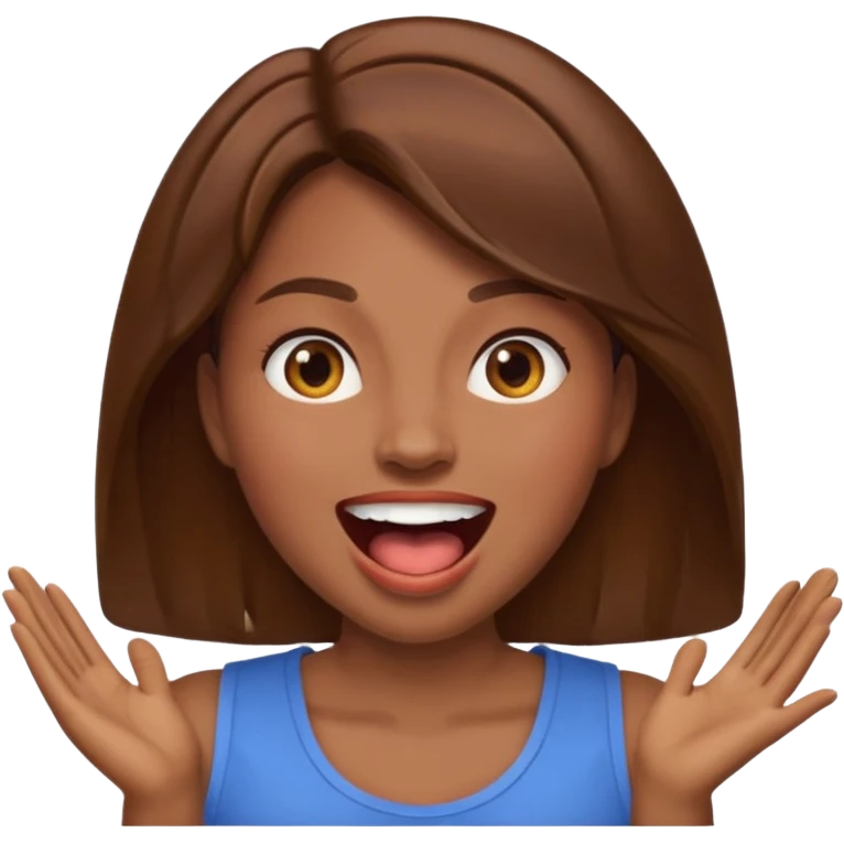 Woman brown hair with mouth open emoji | AI Emoji Generator