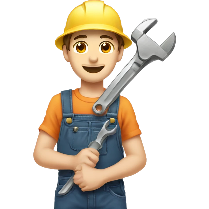 happy worker in overalls emoji | AI Emoji Generator