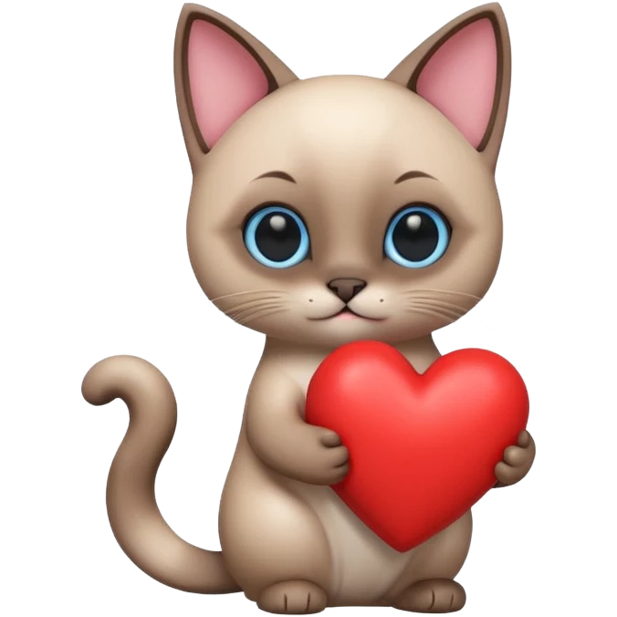 The Siamese cat is holding a heart 3d emoji | AI Emoji Generator