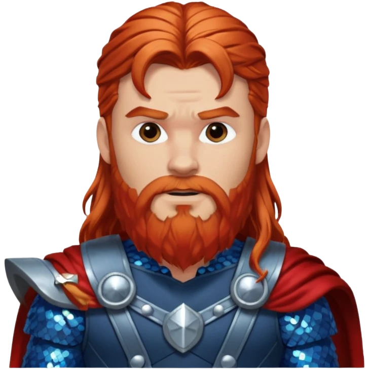 Thor, God of Thunder with long red hair and beard, blue sequin outfit ...