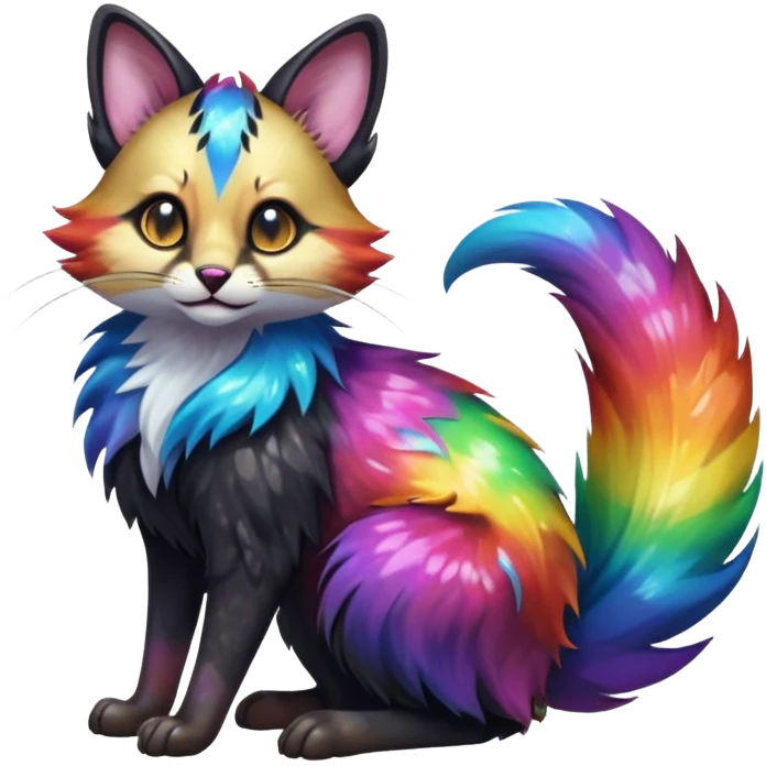 Hyper realistic tar-black fur drenched in rainbow oil slick like ...