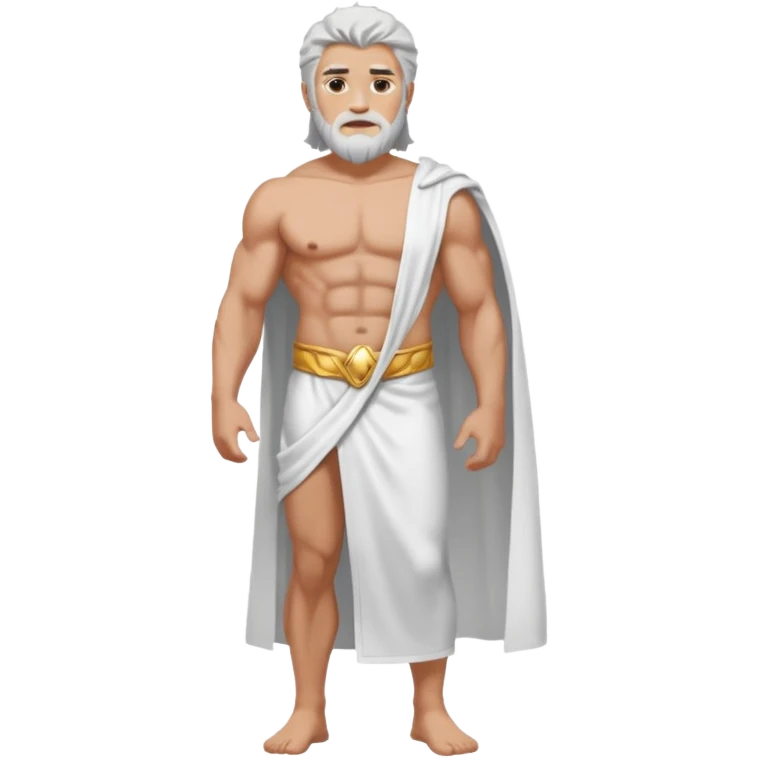 fullbody silverhair shirtless god ZEUS, white robe over shoulder ...