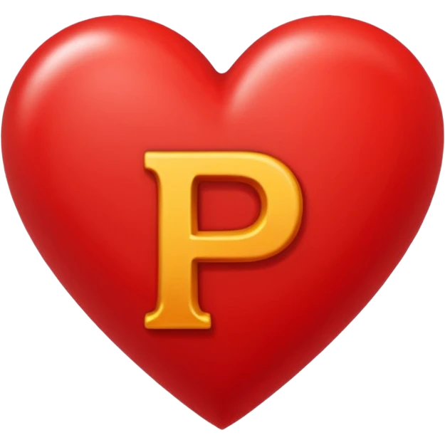 Una letra p dentro de un corazón rojo emoji | AI Emoji Generator