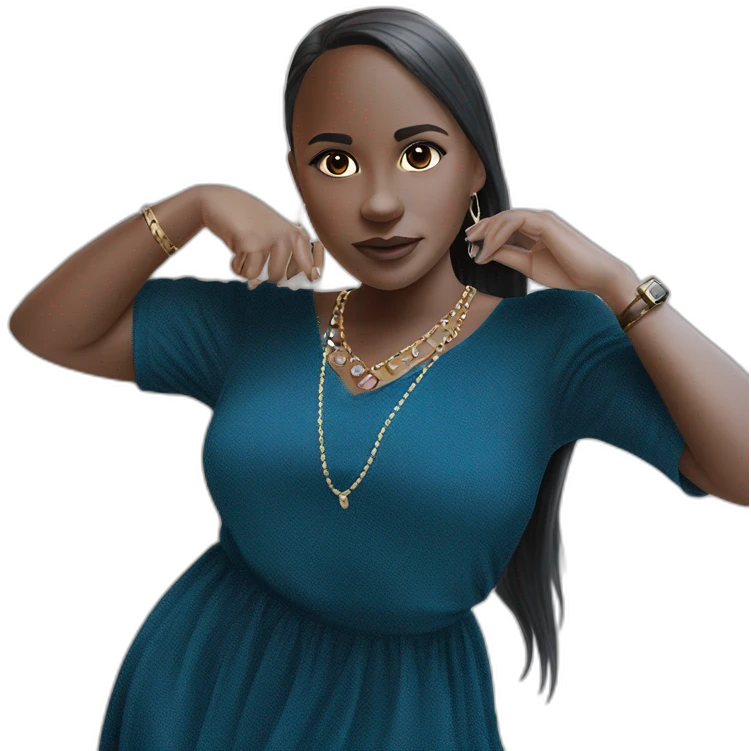 Serene Girl in Black Dress emoji | AI Emoji Generator