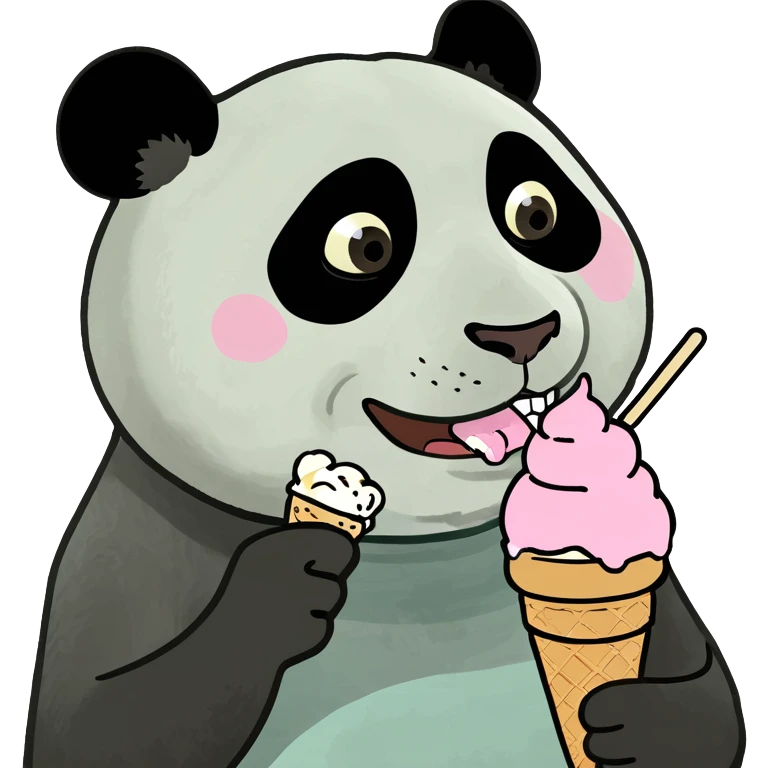 Panda eating ice cream meme | AI Emoji Generator