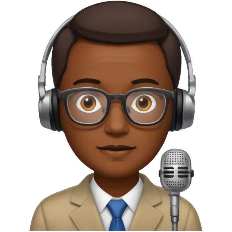 Un locutor de radio moreno con gafas emoji | AI Emoji Generator