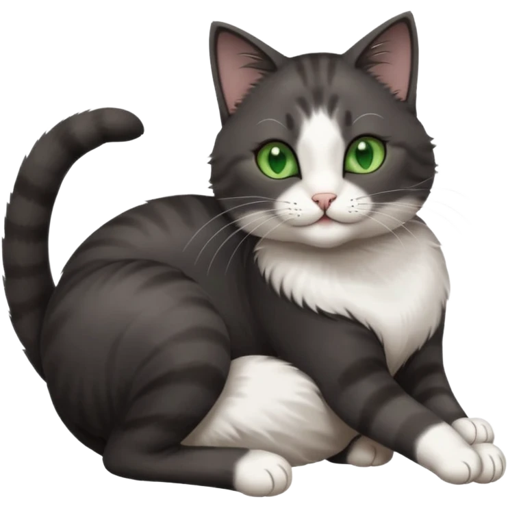 beautiful female solid dark grey cat with green eyes, white toes/paws ...