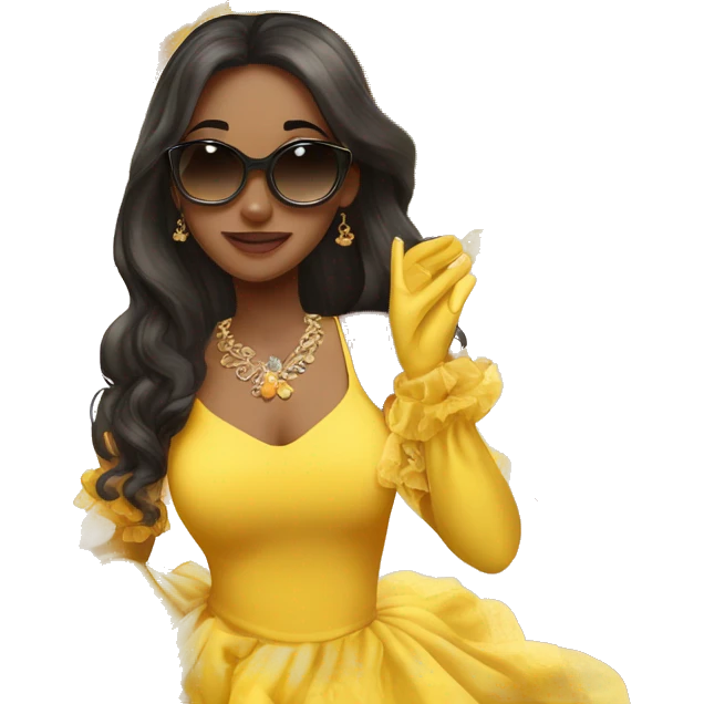 golden lady in yellow dress emoji | AI Emoji Generator