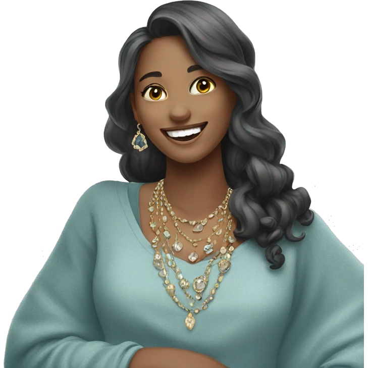 beautiful smiling girl with jewelry emoji | AI Emoji Generator