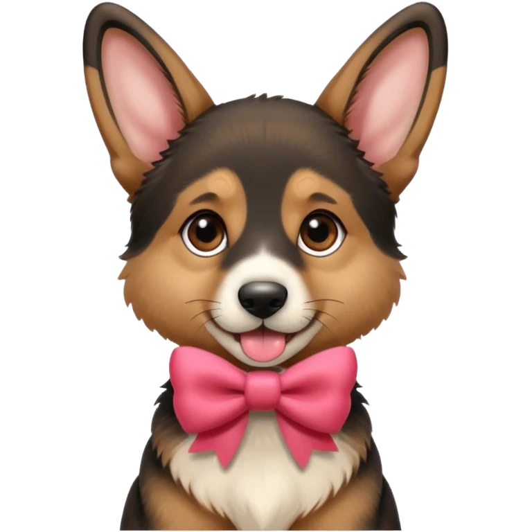 German shepherd puppy with a bow in the neck, like a gift. With the ...