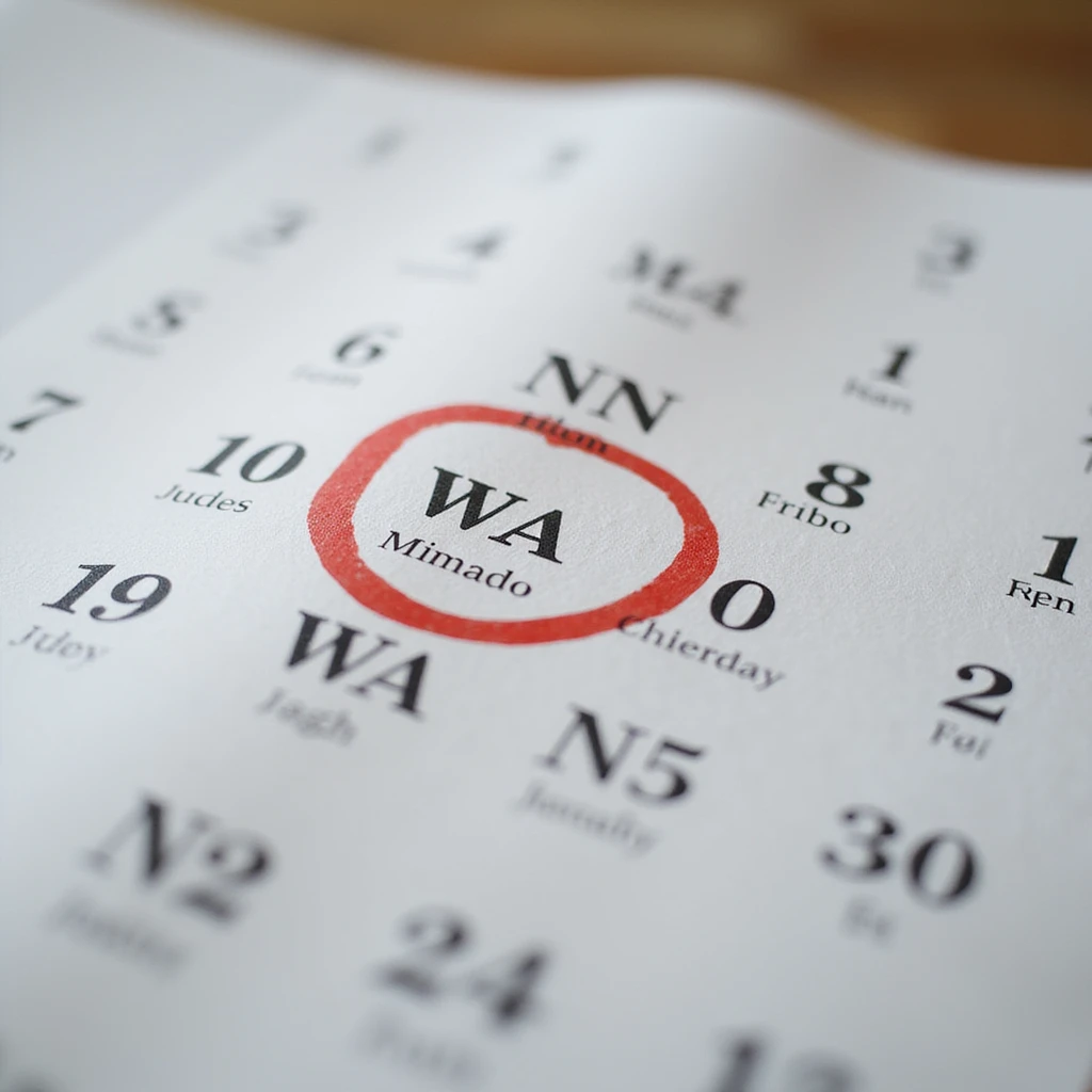 hyperrealistic calendar in 4K with seven consecutive days circled in ...