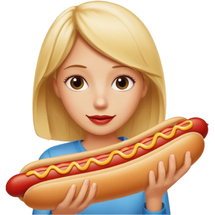 Naked blonde with both hands grabbing hotdog without the bun emoji | AI ...