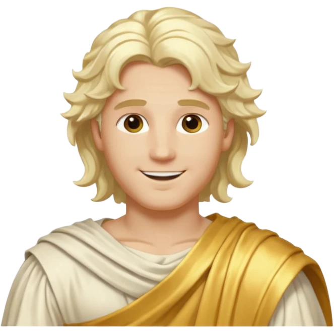 Apollo from The Olympians with long platinum blonde wavy hair, gold ...