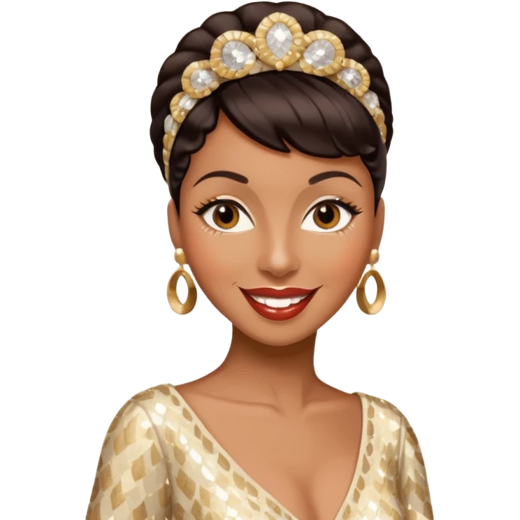 Josephine Baker with dark brown hair, cream sequin outfit emoji | AI ...