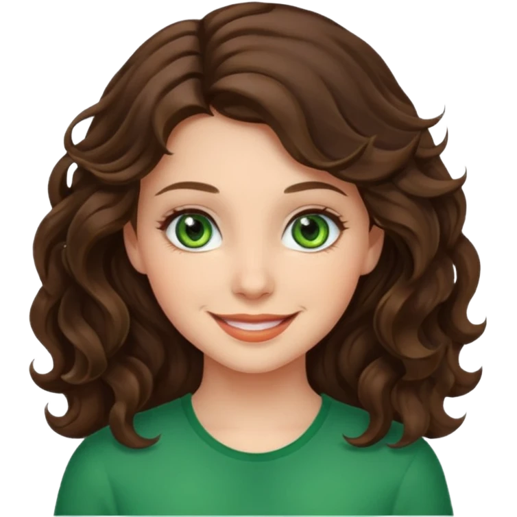 A girl brunette wavy hair green eyes emoji | AI Emoji Generator
