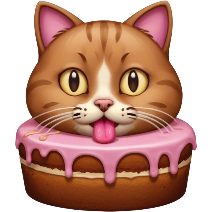 Cat vomiting because of eating cake emoji | AI Emoji Generator