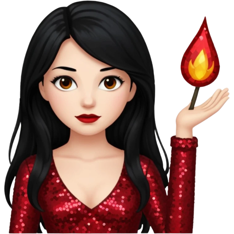 Anna Valerious from Van Helsing with long black hair, dark red sequin ...