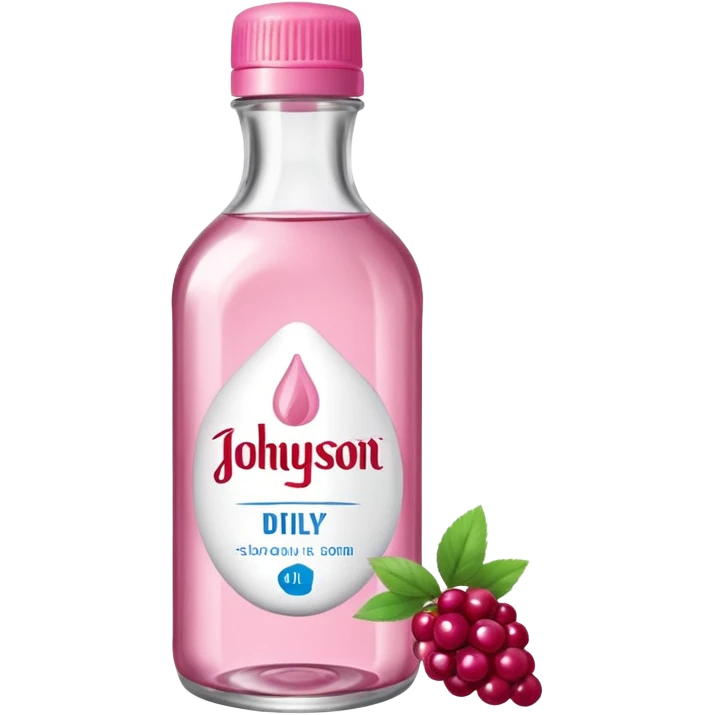realistic Johnson and Johnson style bottle pink cap pink logo clear ...