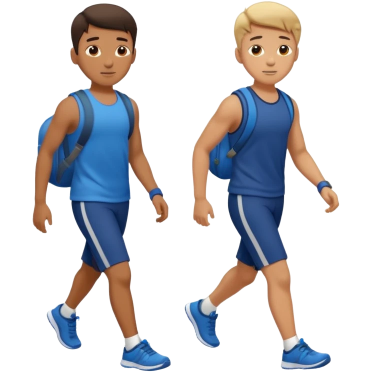 two boys walking, wearing gym clothes, full body emoji | AI Emoji Generator