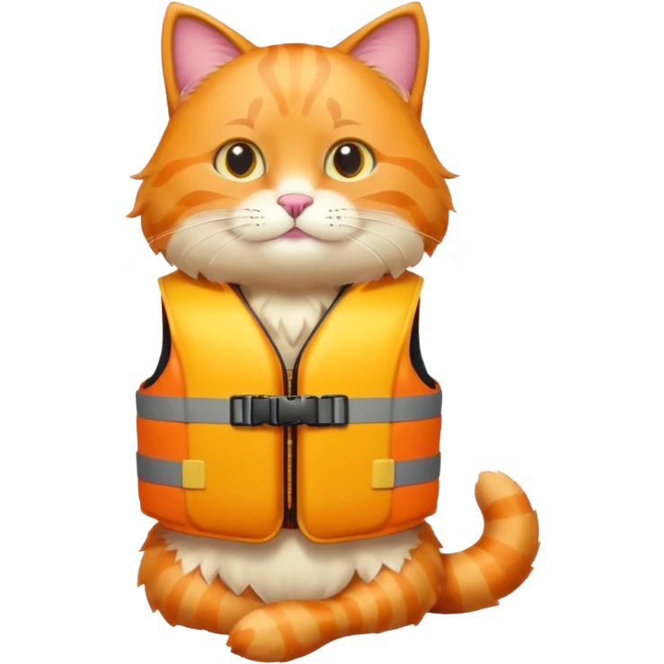 Big orange saviour cat emoji full body with life vest emoji | AI Emoji ...