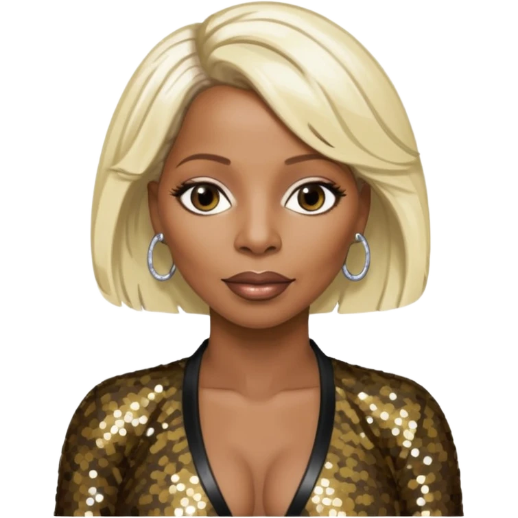 Mary J Blige with long platinum blonde hair, dark brown sequin outfit ...