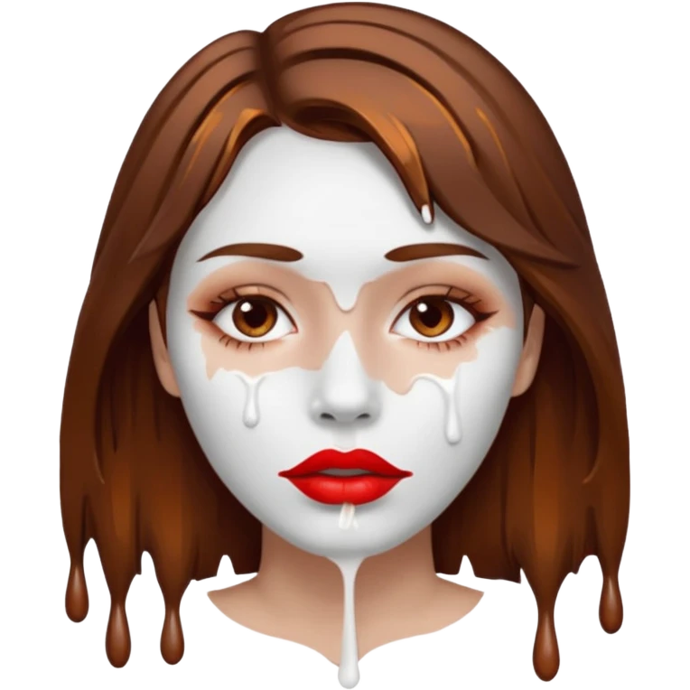 Brown Hair Woman , white paint , drip, face, hot Sexy, lips emoji | AI ...