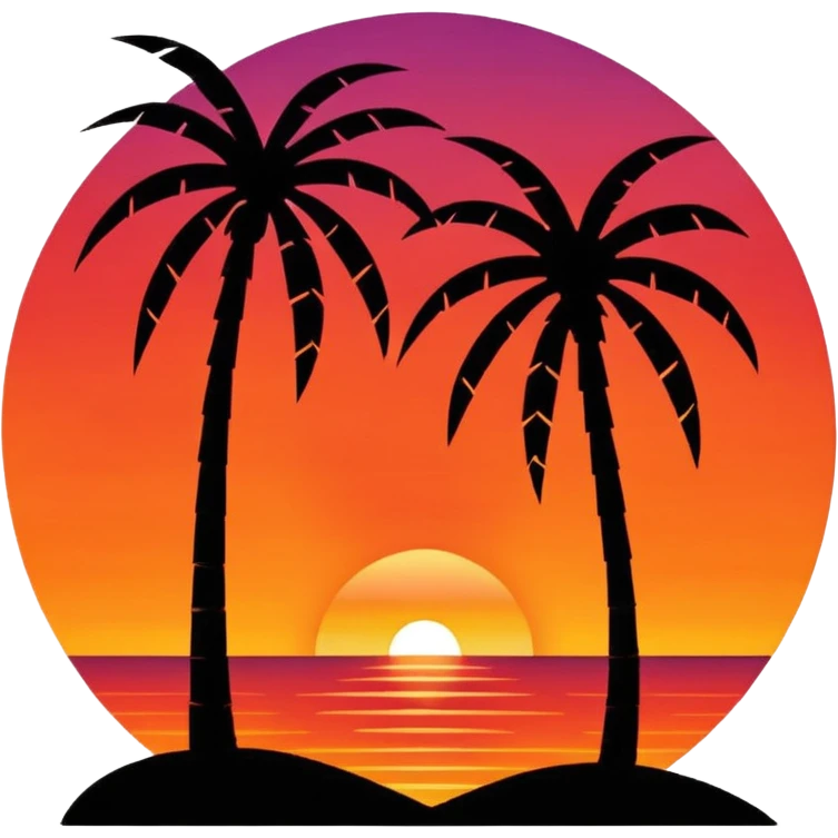 palms tree in front sunset that make a silhouette emoji | AI Emoji ...