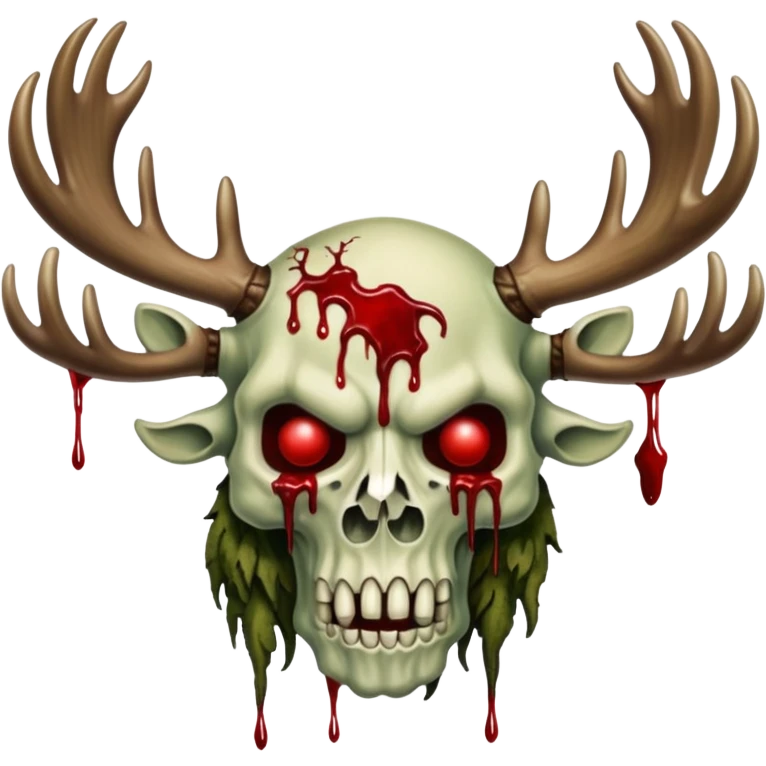 A giant looming Alaskan zombie Titan with blood dripping moose antlers ...